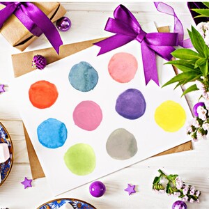 32 Watercolor Dots Clipart Set – Hand Painted Colorful Circles, Digital ...