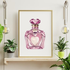 Watercolor Heart Shaped Pink Perfume Bottles Clipart - Etsy