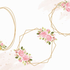 Geometric Frames, Frames With Pink Peonies Watercolor, Frames With ...