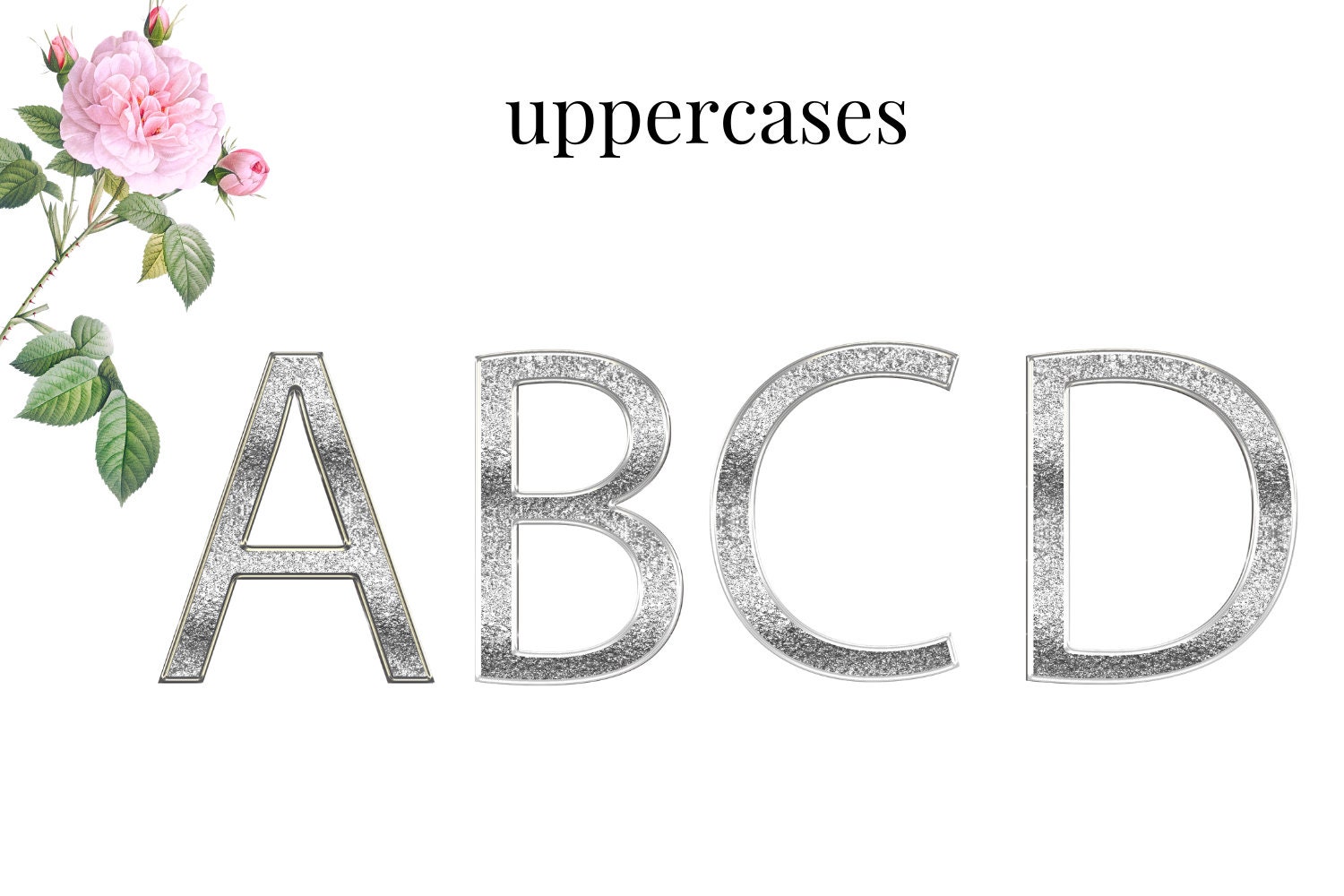 Silver Metal Letters, Silver Sparkle Digital Alphabet, Silver Font ...