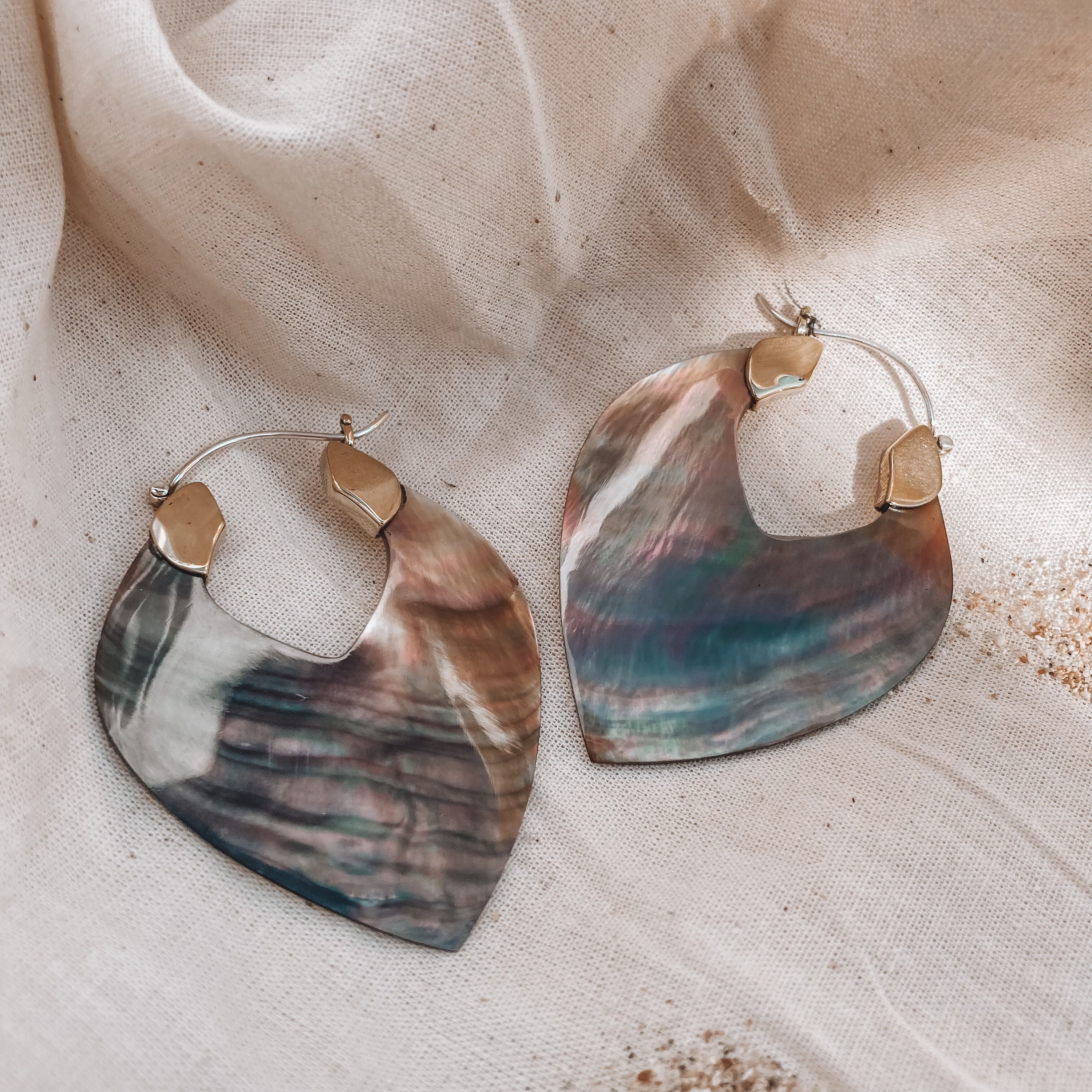 Dark Mother Of Pearl Shell Earrings Large Size Drop Shape Etsy Uk
