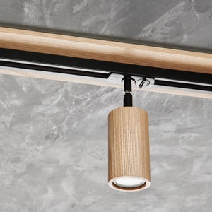 Track Lighting Wide Wooden Base Industrial Light - Etsy