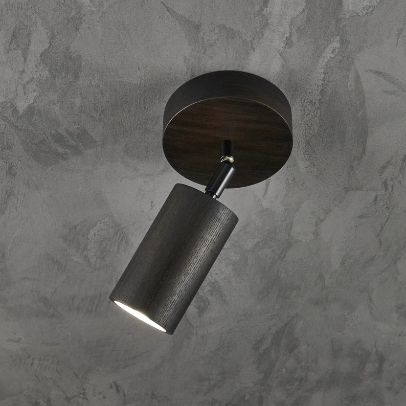 Black Wooden Spotlight - Modern Ceiling Light - Art Spot Lighting - Etsy UK