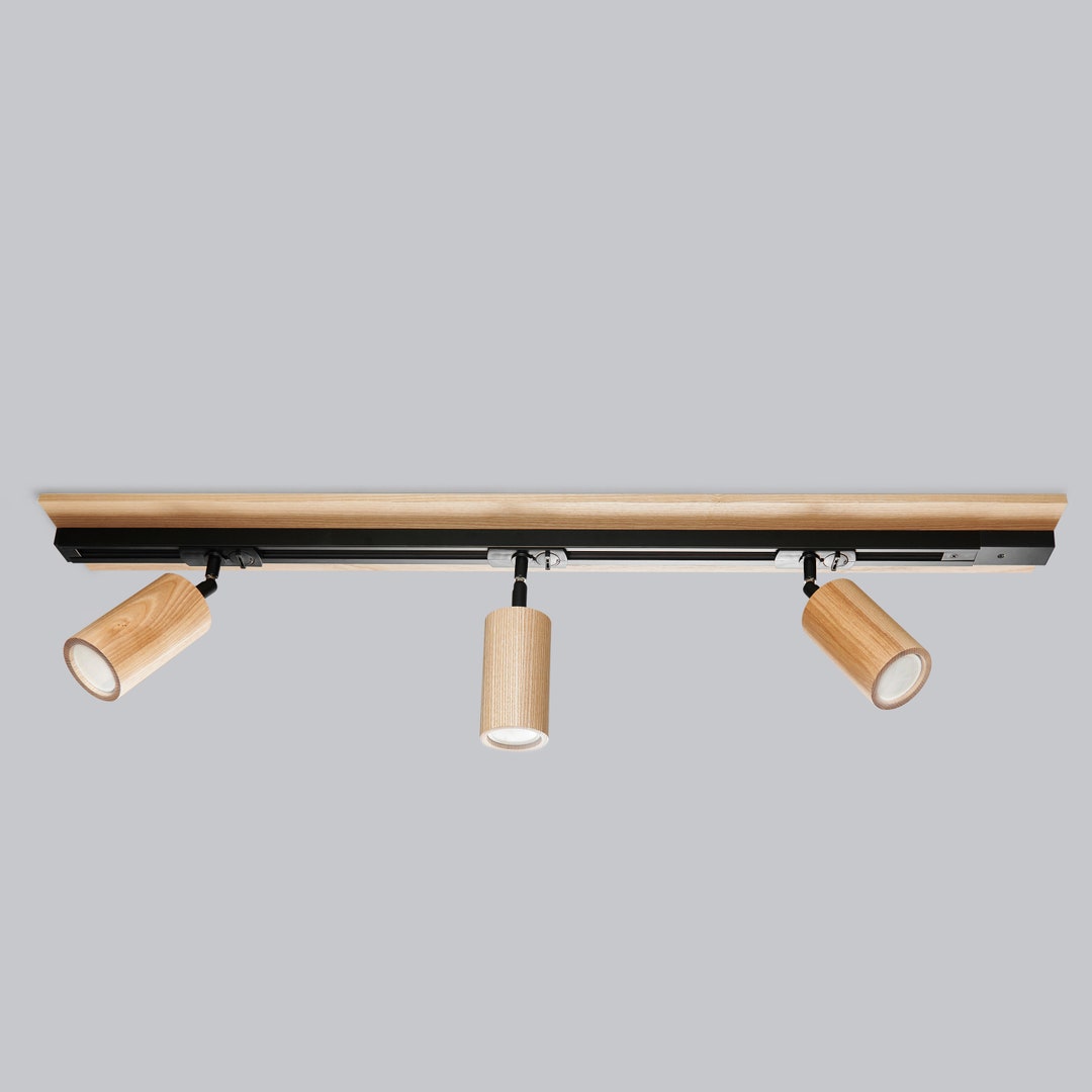 Track Lighting Wide Wooden Base Industrial Light - Etsy