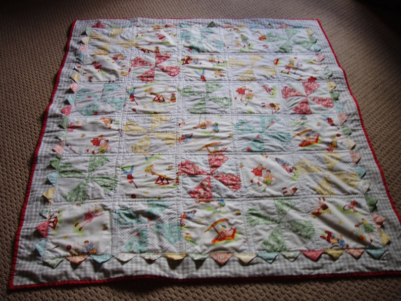 Prairie Point Baby Quilt-pinwheels-prairie Points-children at Play ...