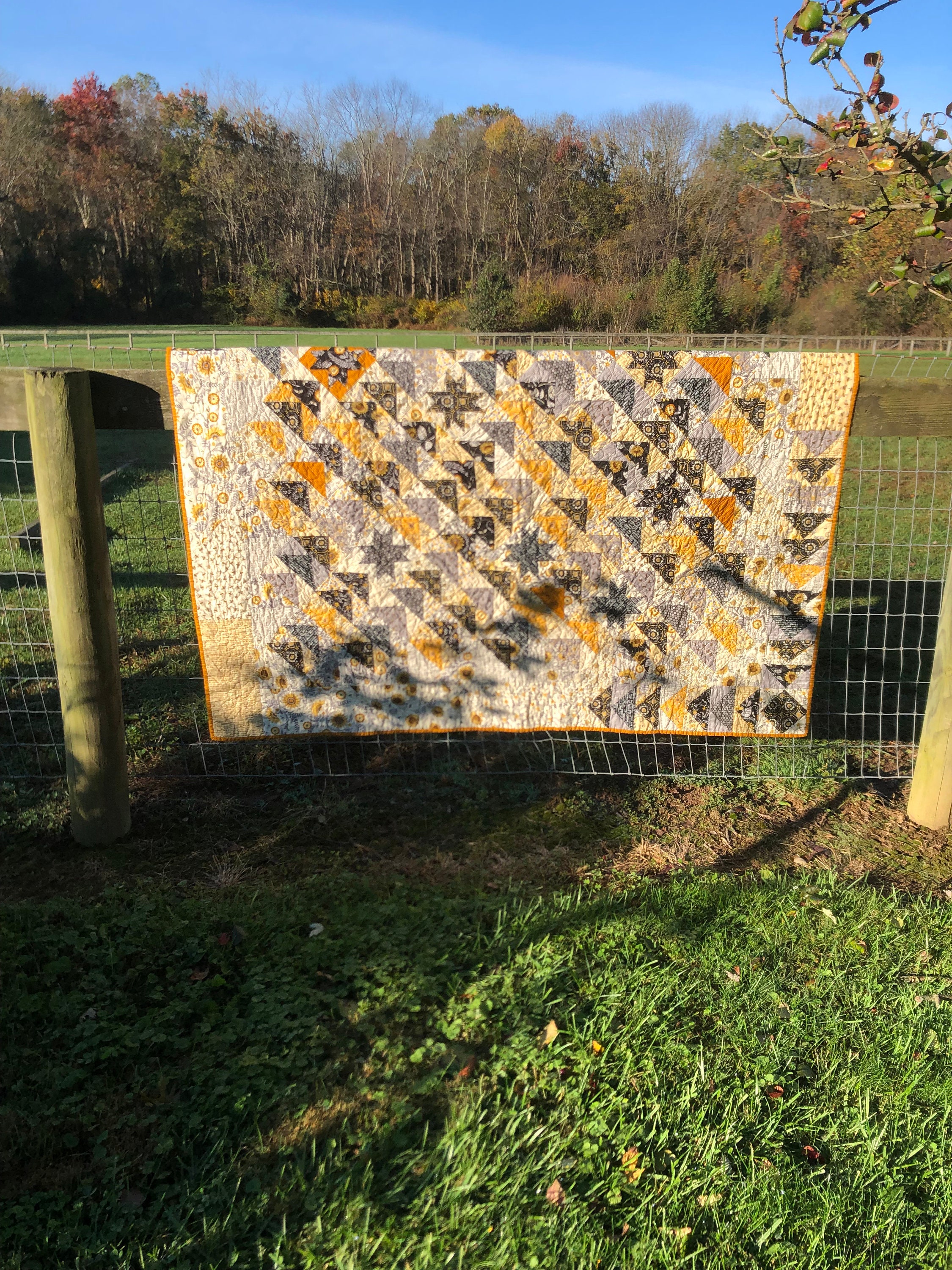 Bee Grateful Quilt "back to the Hive" 81" X 70" Full Size Bed, Lap or ...