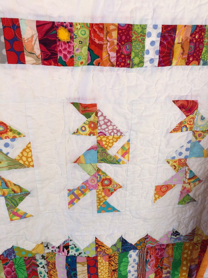 Kaffe Fassett Twin Quilt, "aztec Warriors" 77" X 54", Bright and ...