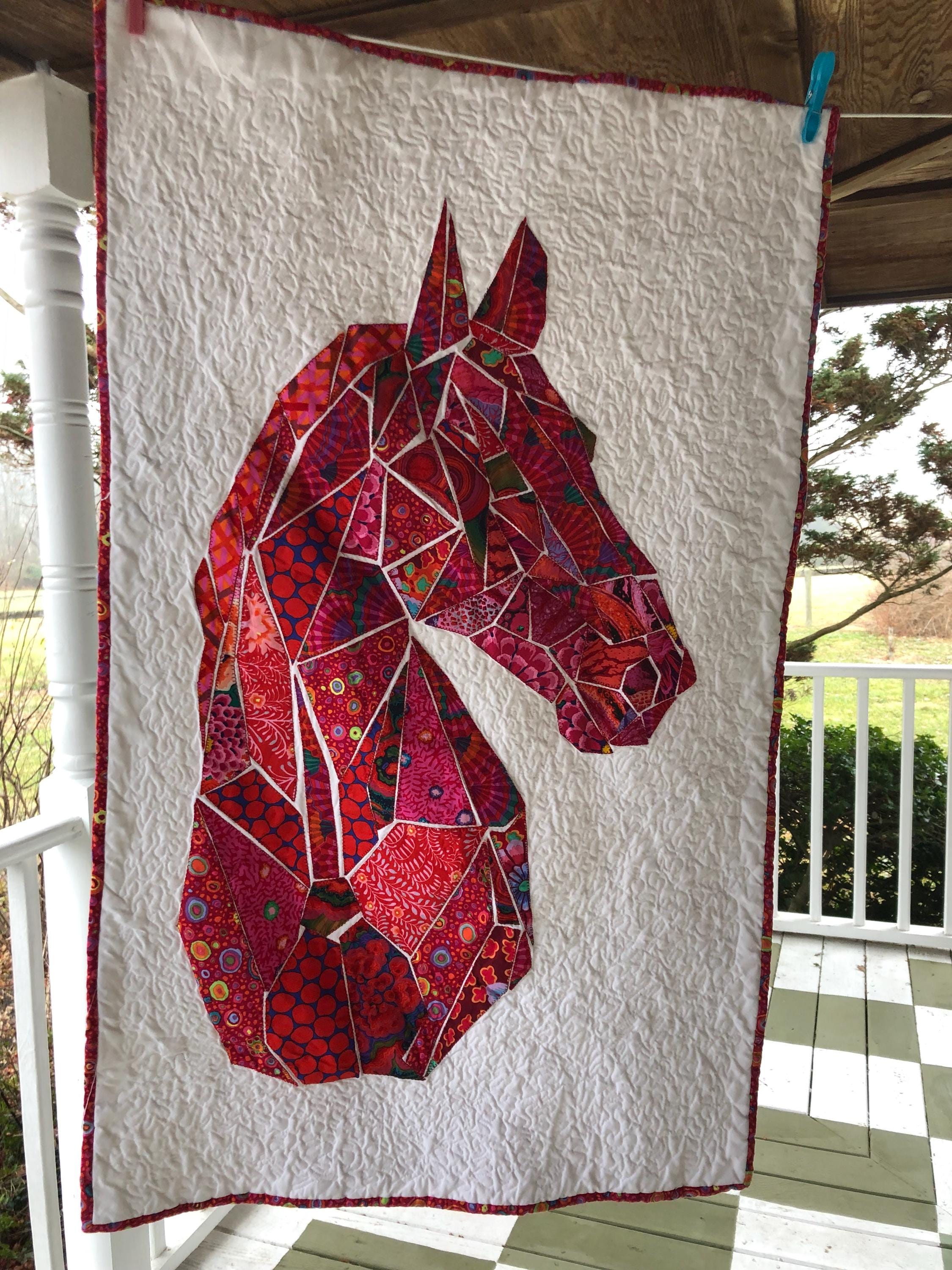 Horse Quilted Wall Hanging: Kaffe Fassett Fabric Applique (40"x25") - Etsy