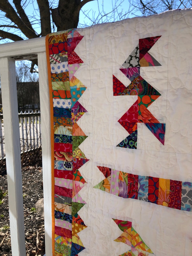 Kaffe Fassett Twin Quilt, "aztec Warriors" 77" X 54", Bright and ...