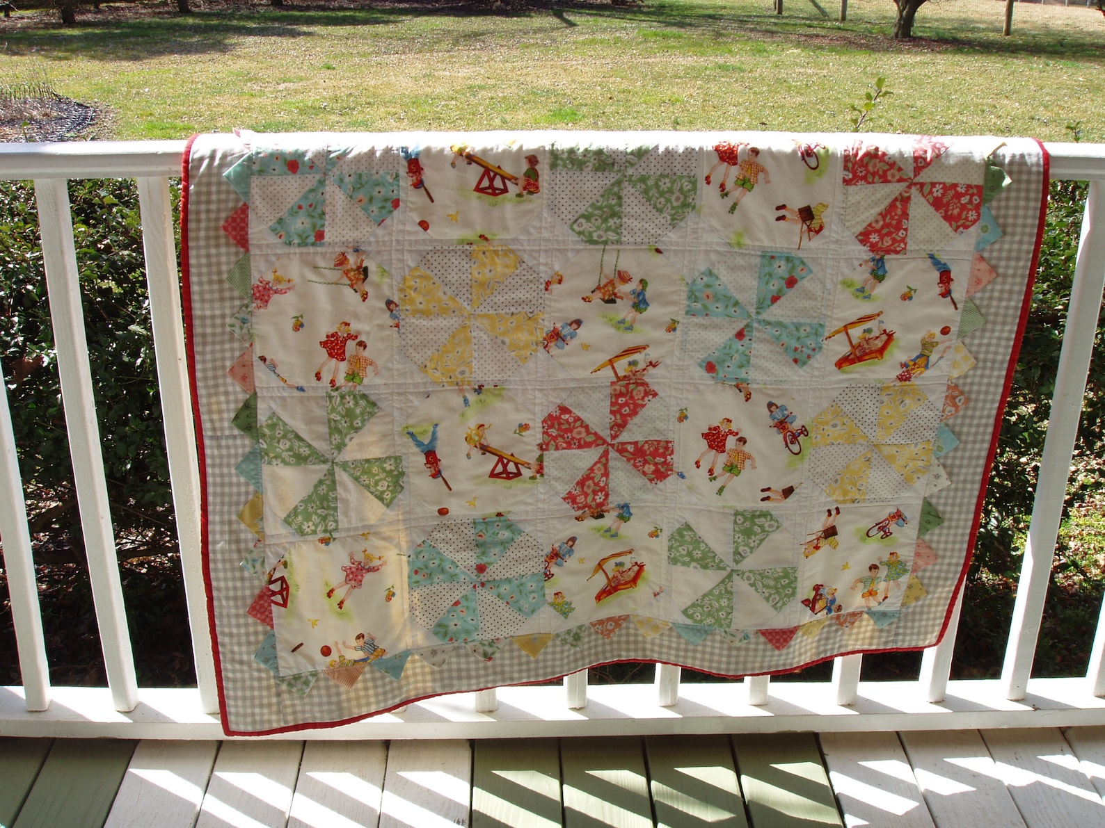 Prairie Point Baby Quilt-pinwheels-prairie Points-children at Play ...