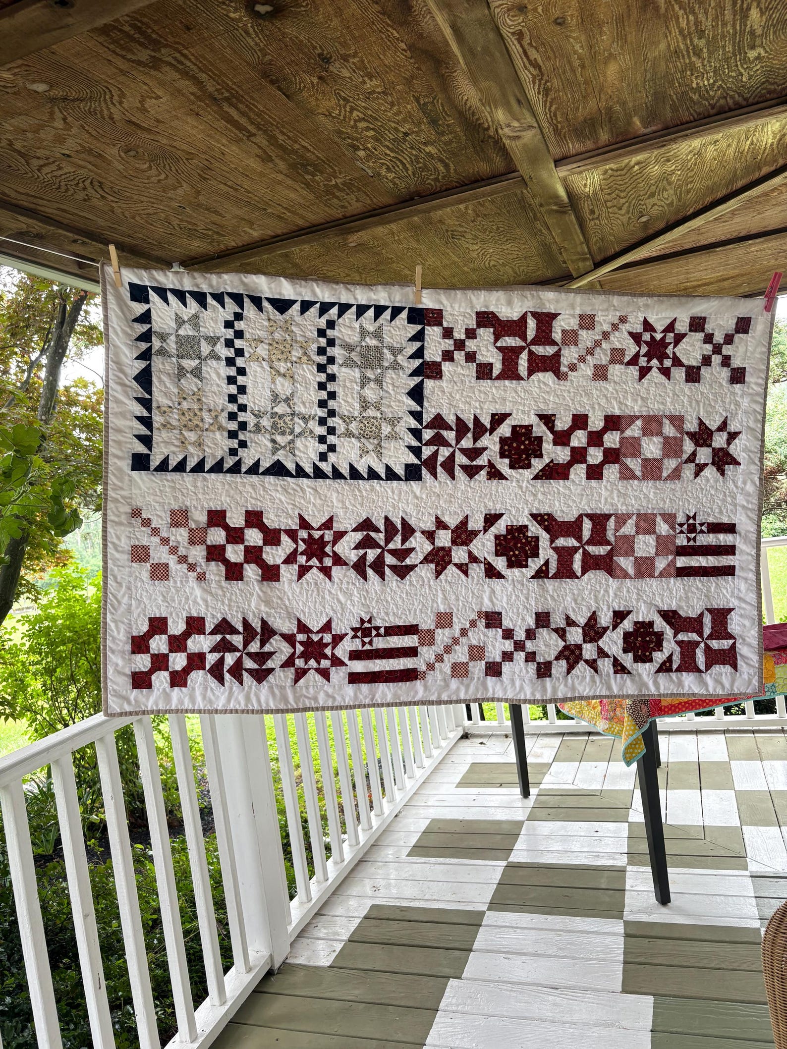 Patriotic Quilt: Waving Flag Wall Hanging, Red White Blue, 55x34 - Etsy