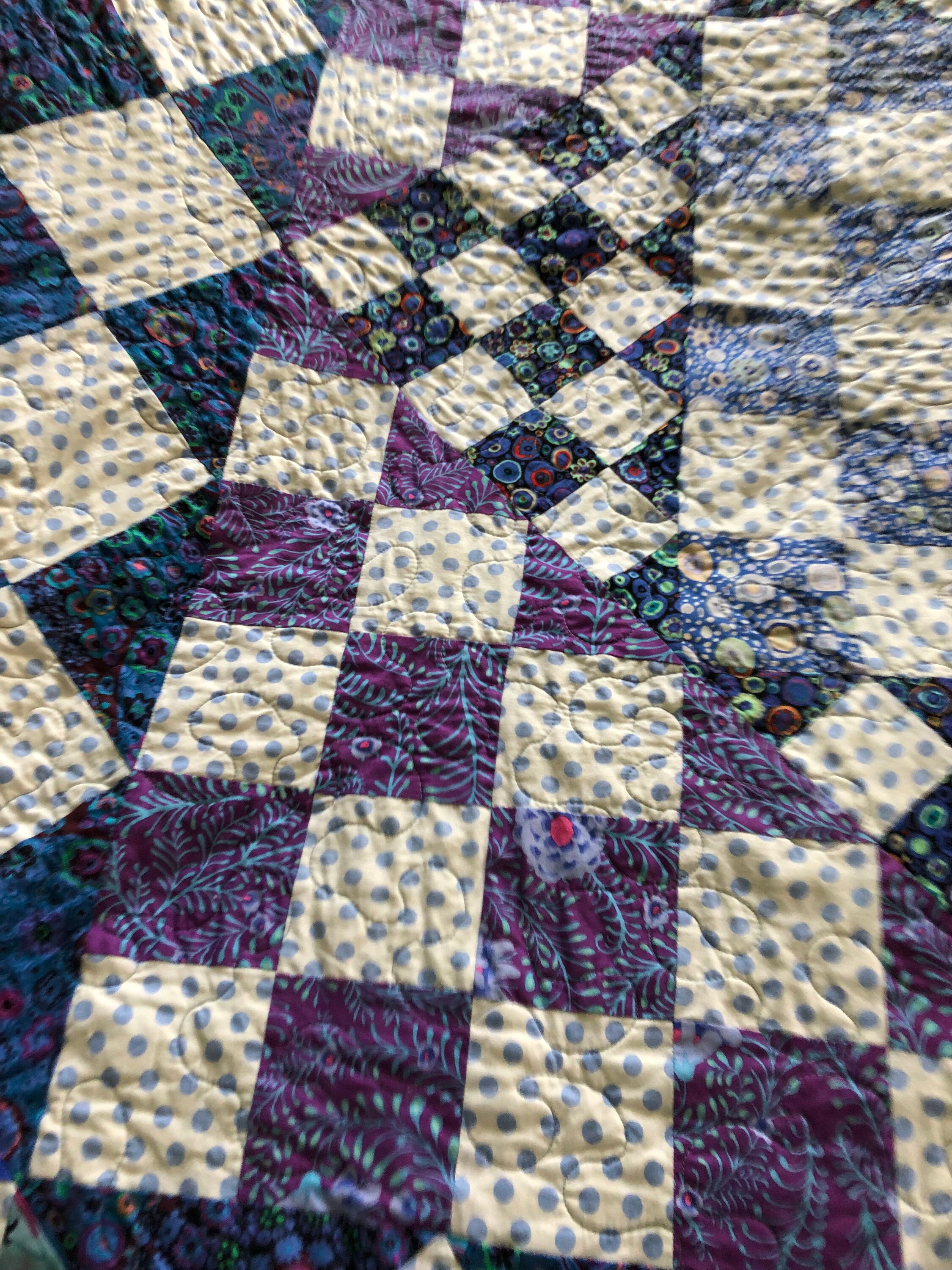 Kaffe Fassett Quilt "checker Board" Dreamy Colorful Blues, Full Size 85 ...