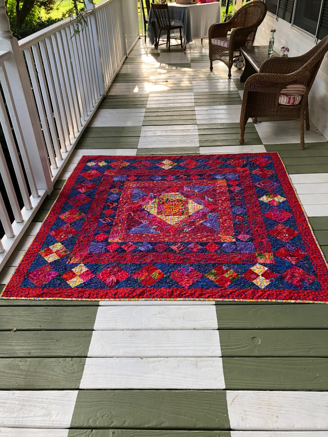 Kaffe Fassett Quilt: English Knot Garden, Reds & Blues, 69" X 69" - Etsy