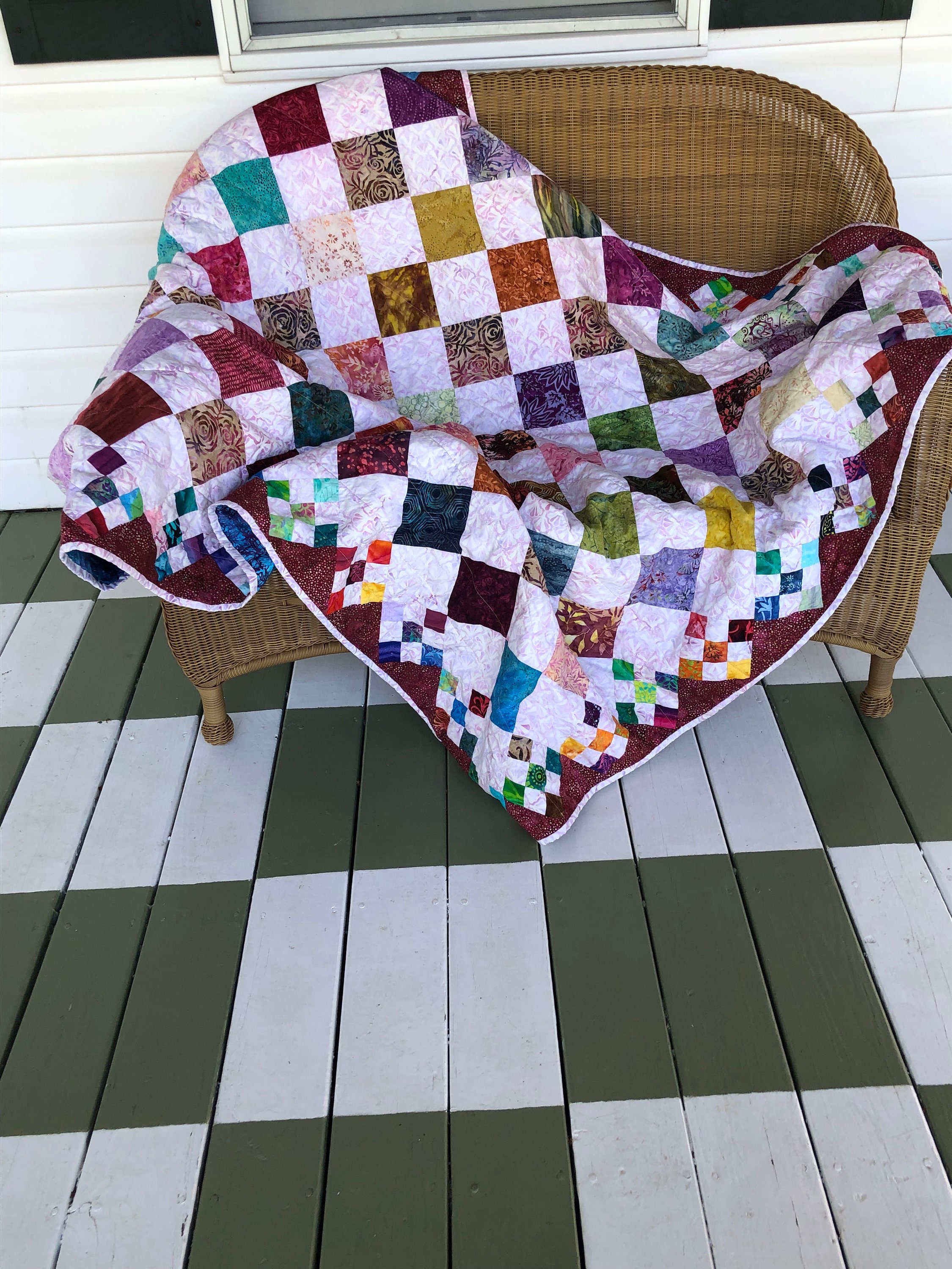 Tonga Batiks Twin Quilt "stain Glass Window" 80"x60" - Etsy