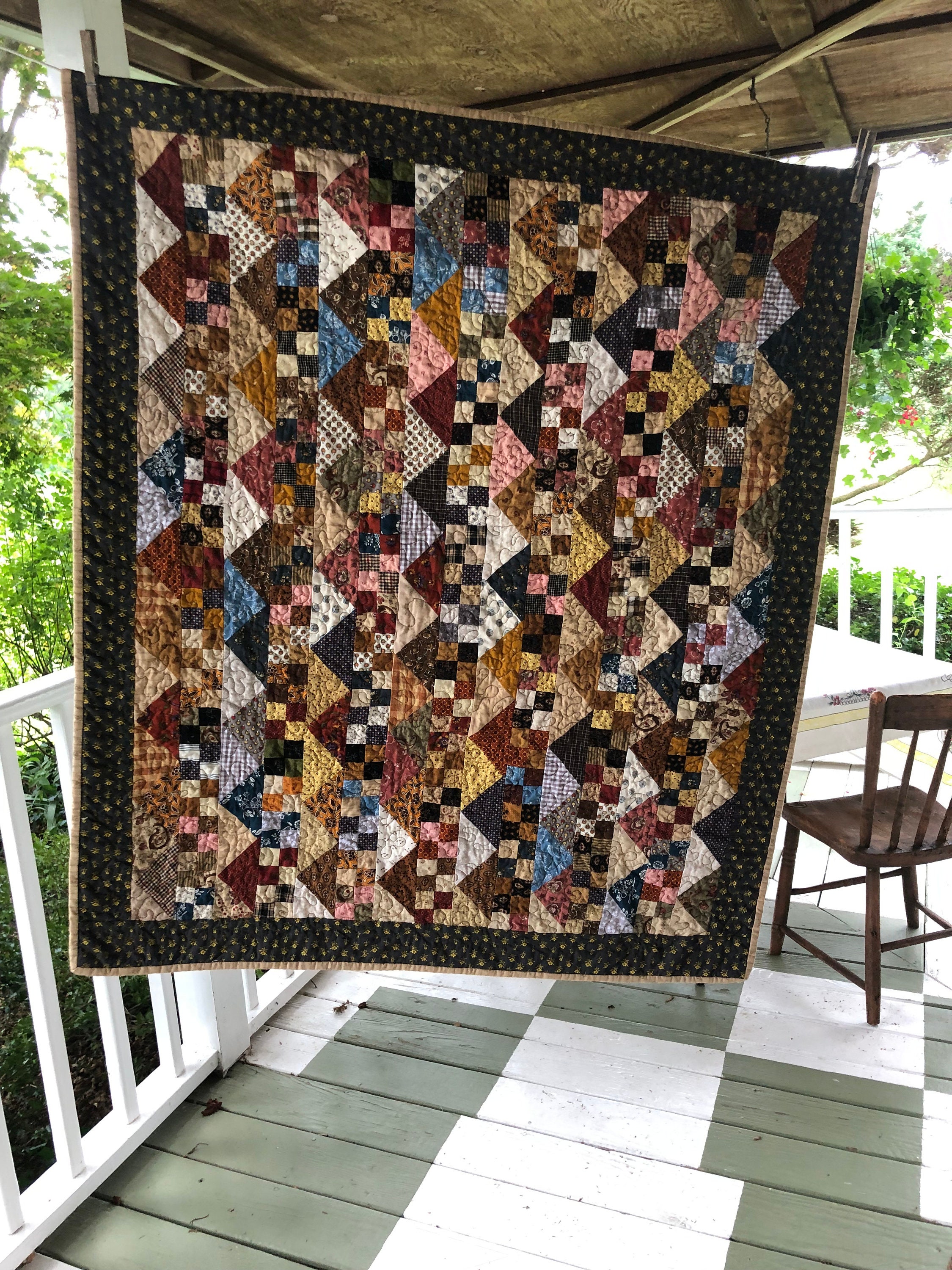 Civil War Reproduction Wall Quilt, parlor Music, 40x34 Browns, Creams ...