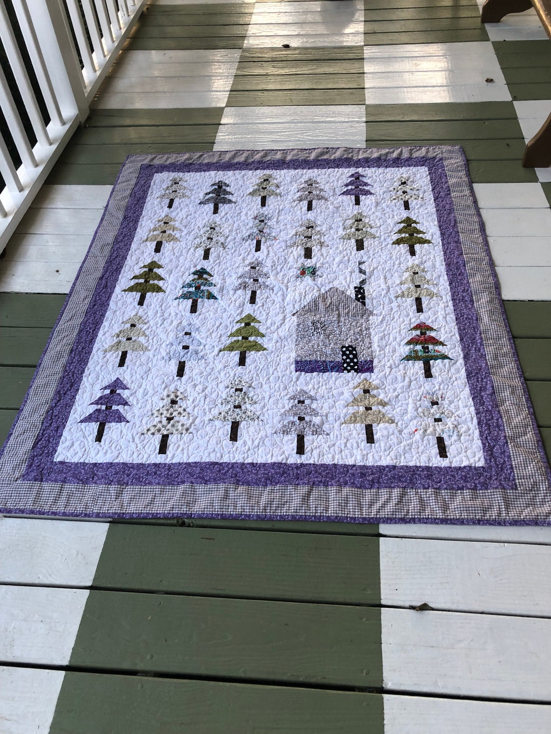 Christmas Lap Quilt, "snowy Winter in the Pines", 59" X 50" Grays ...