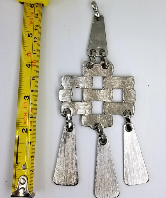 1970s Silverstone Brutalist Style Large Pendant - Gem