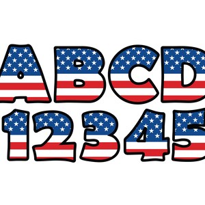 USA FLAG ALPHABET Svg Files, American Alphabet Clipart, American Flag ...