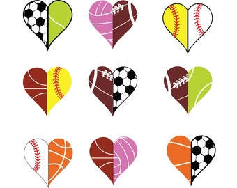 Football heart svg | Etsy