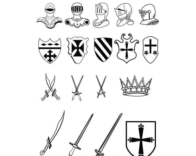 Medieval Svg SVG Knights Crosses Swords Helmets - Etsy