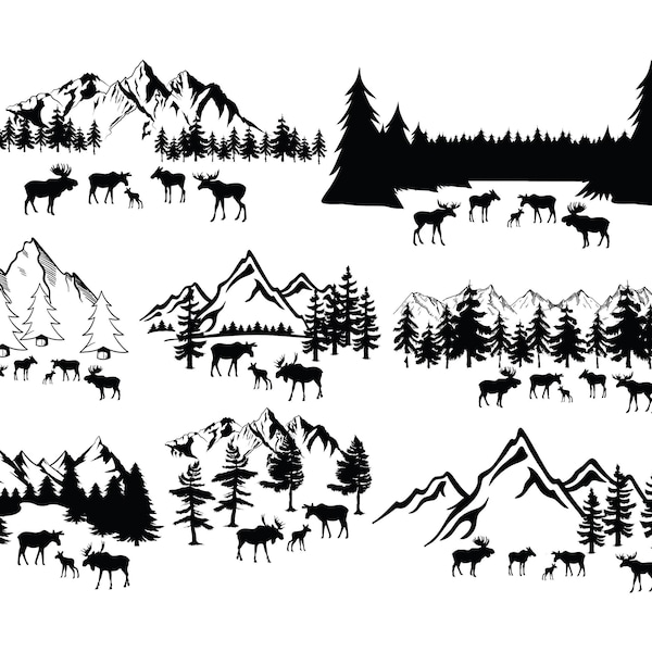 Moose and Trees - Etsy