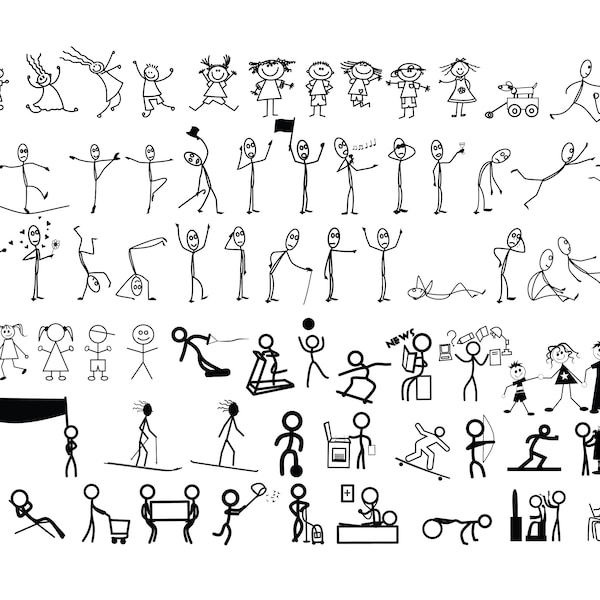 Stick Figure Clipart - Etsy UK