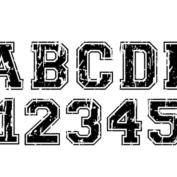 VARSITY DISTRESSED SVG , Grudge Font Svg , Varsity Letters and Numbers ...
