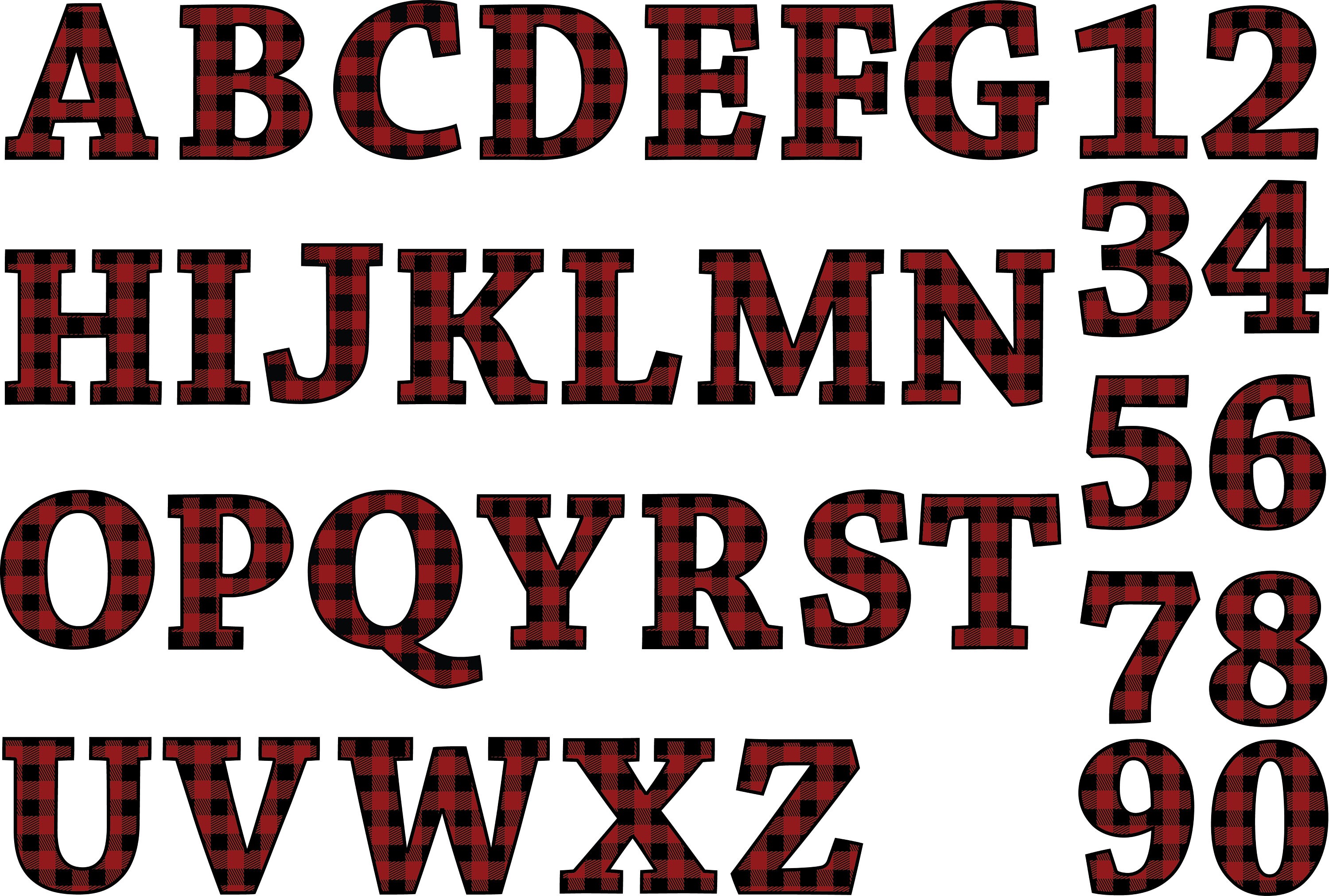 BUFFALO PLAID ALPHABET and Numbers Svg Files Buffalo Plaid - Etsy Canada
