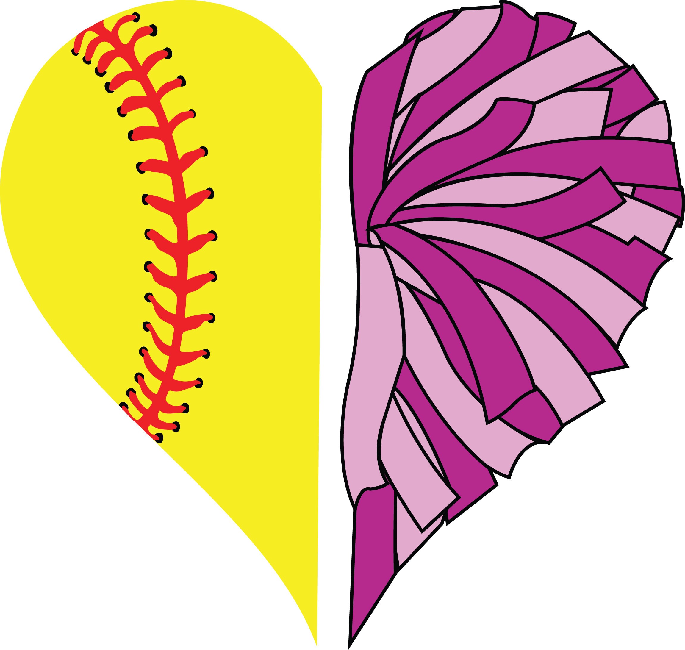 HALF SPORT HEART Svg Pom Pom Svg Half Sport Hearts Svg - Etsy Singapore