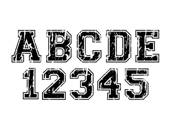 VARSITY DISTRESSED FONT Svg Varsity Distressed Alphabet Svg - Etsy