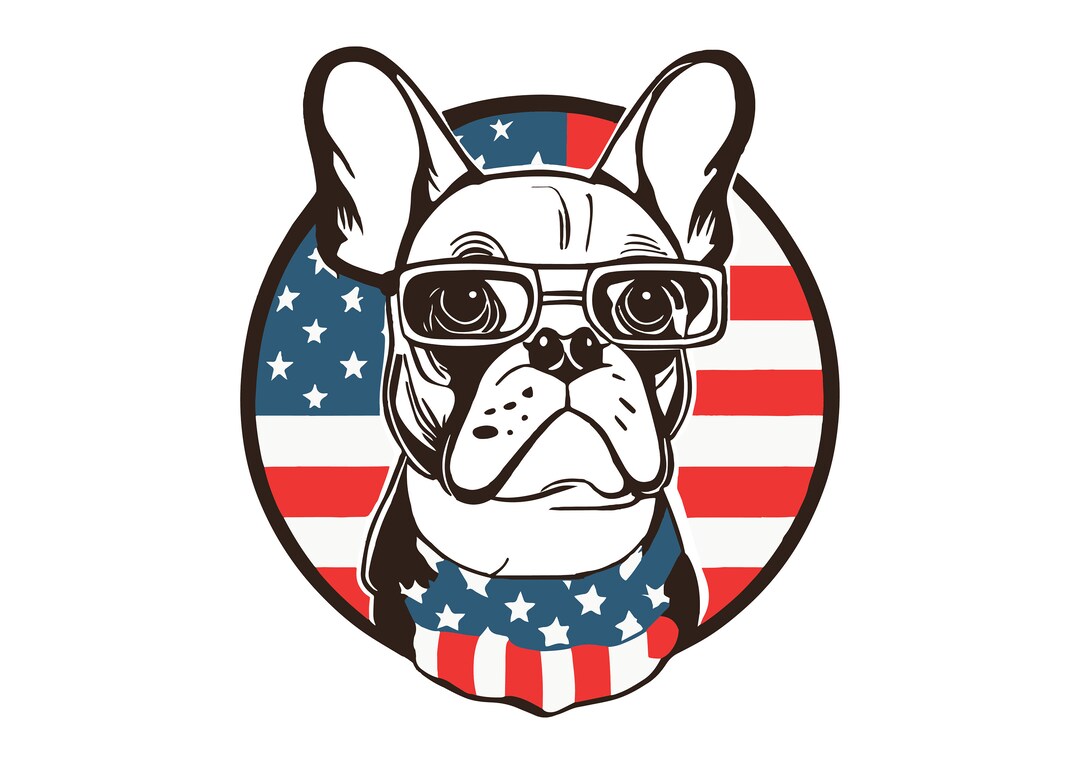FRENCH BULLDOG SVG With American Flag, French Bulldog Clipart, French ...