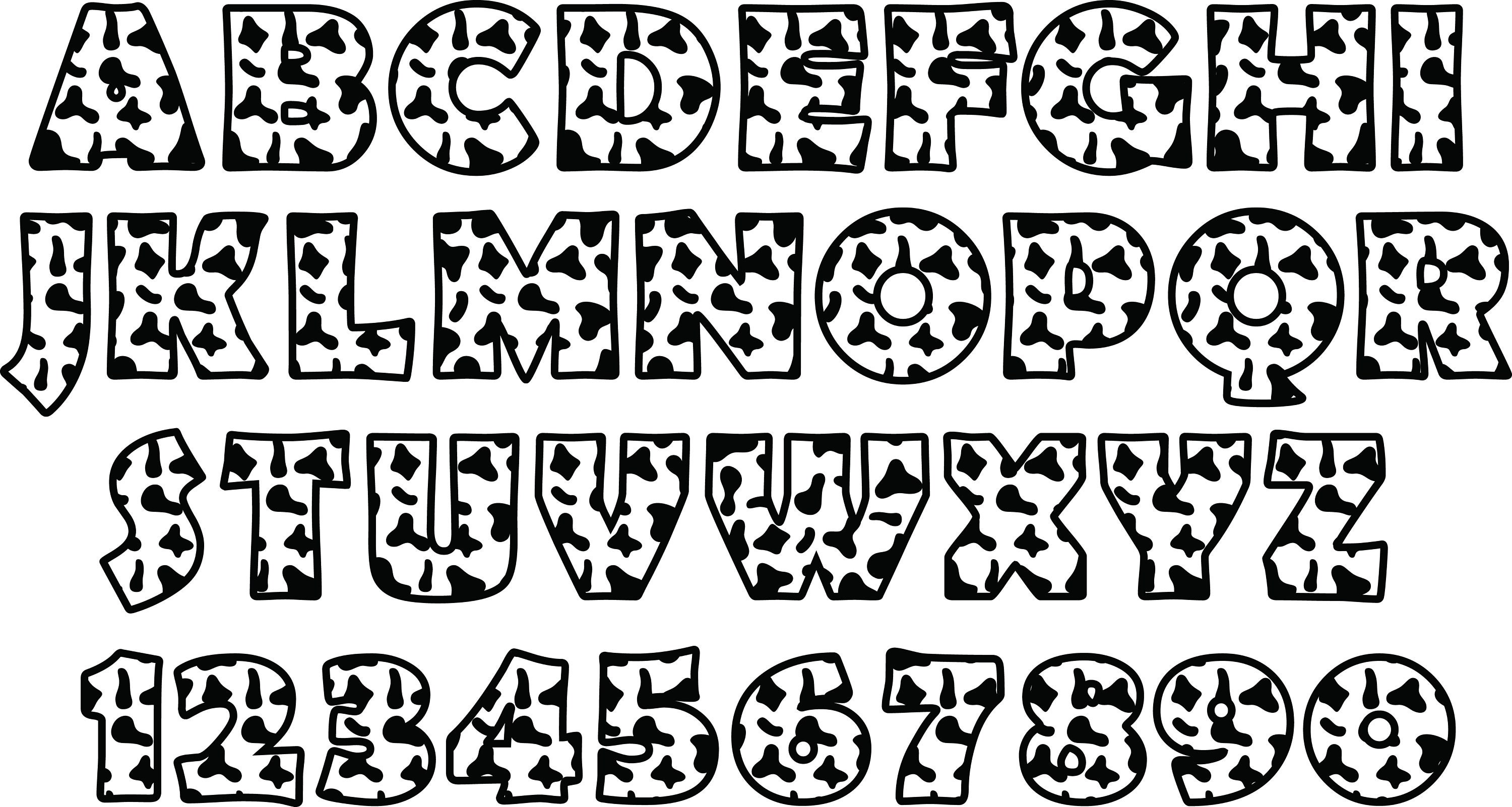 COW FONT SVG Cow Alphabet Svg Cartas y Números de Vaca | Etsy