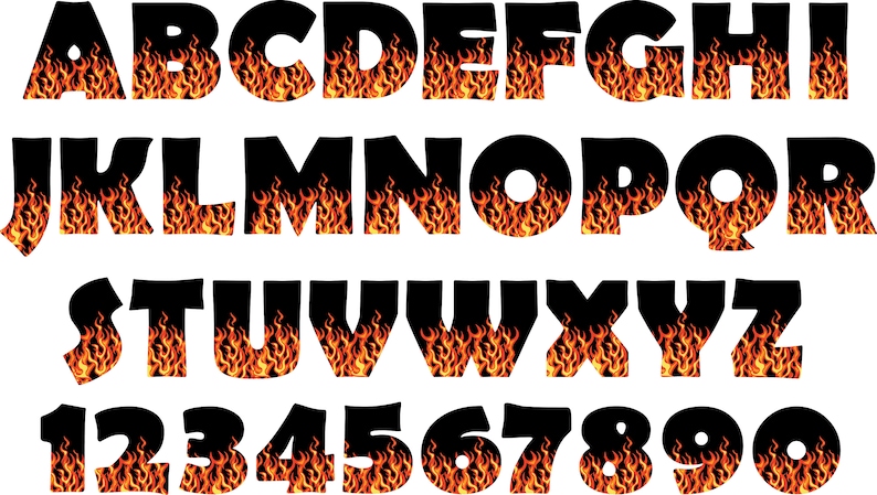 BURNING LETTERS ALPHABET Svg Burning Letters Alphabet - Etsy