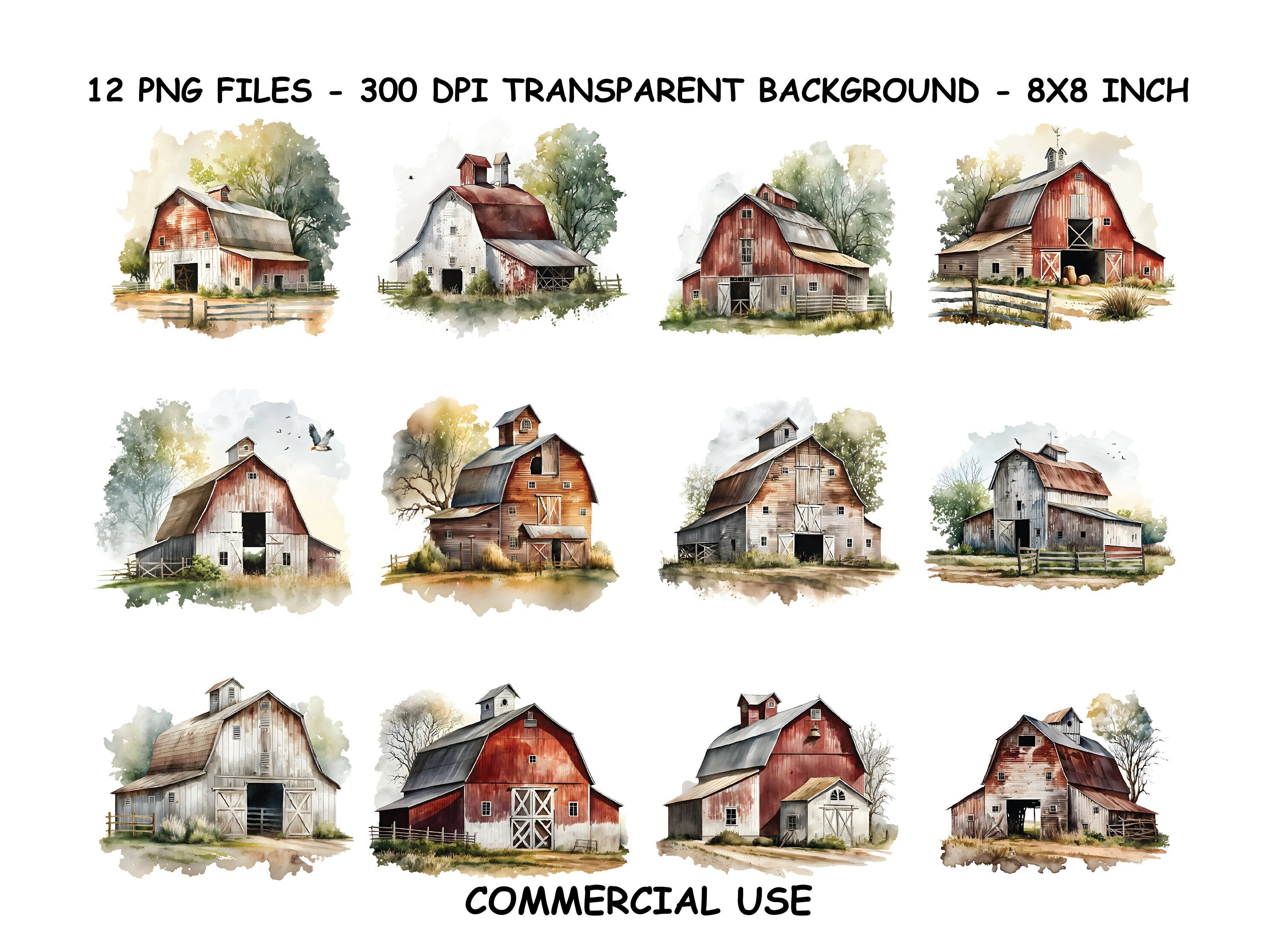 FARM BARN WATERCOLOR Clipart Png Farm Life Clipart Png - Etsy Canada