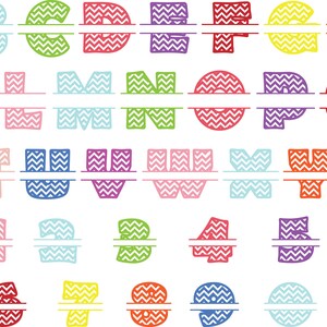 SPLIT CHEVRON ALPHABET Svg, Split Chevron Alphabet Clipart, Chevron ...