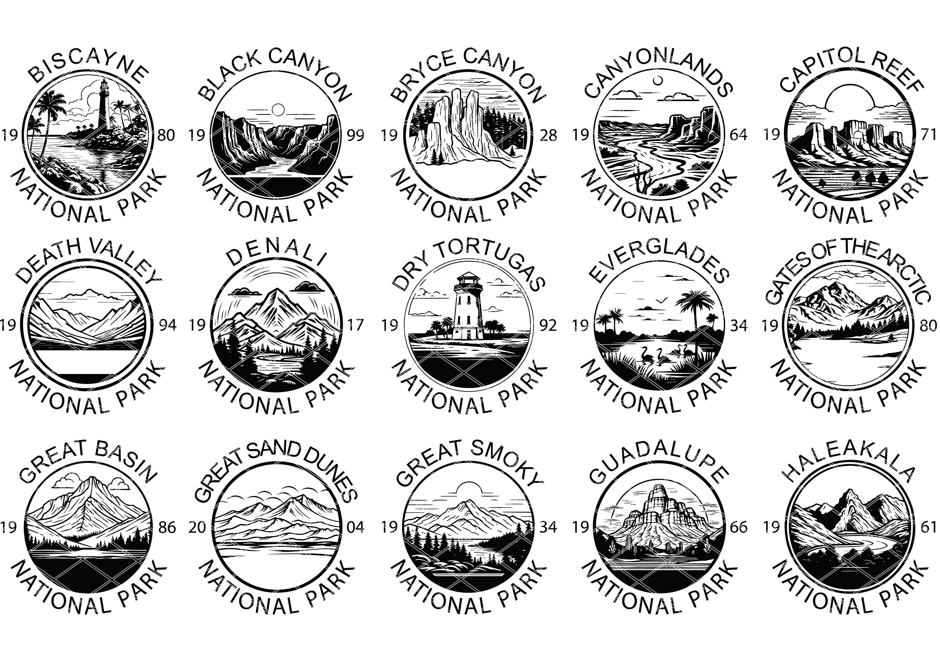 USA NATIONAL PARKS All 63, National Parks Svg Cut Files, American ...