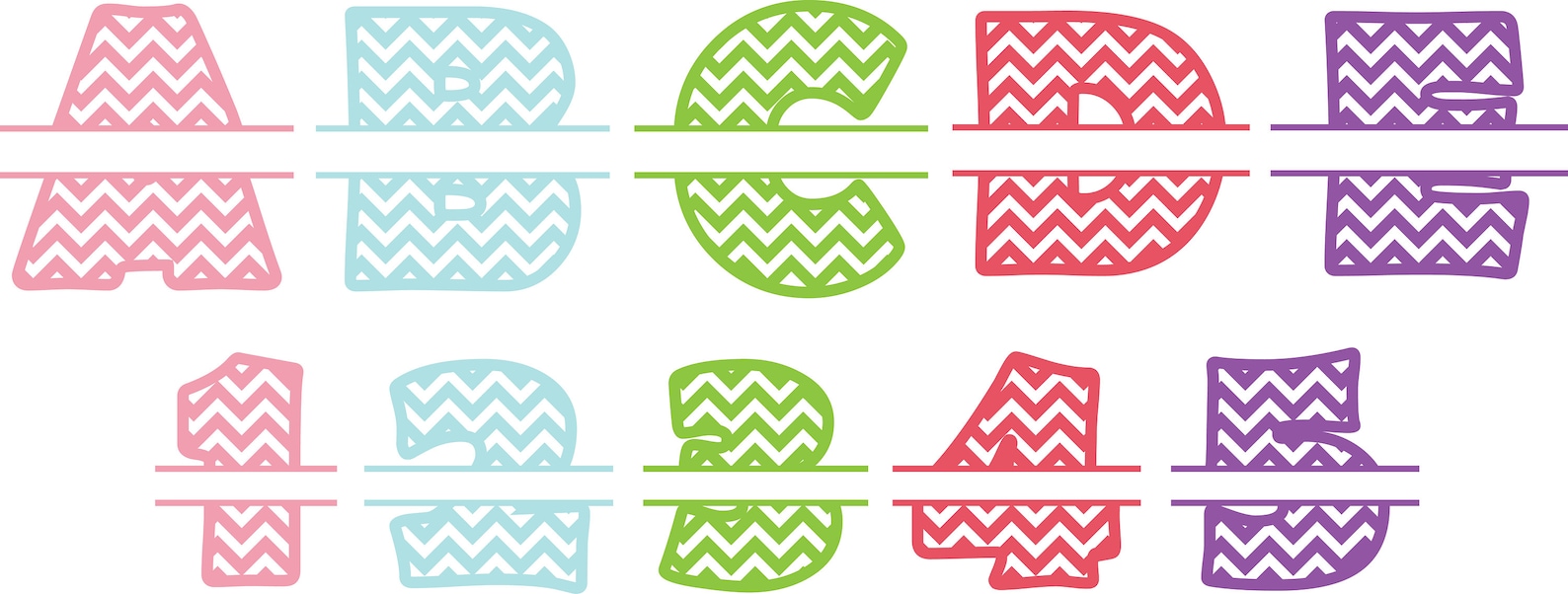 SPLIT CHEVRON ALPHABET Svg Split Chevron Alphabet Clipart - Etsy