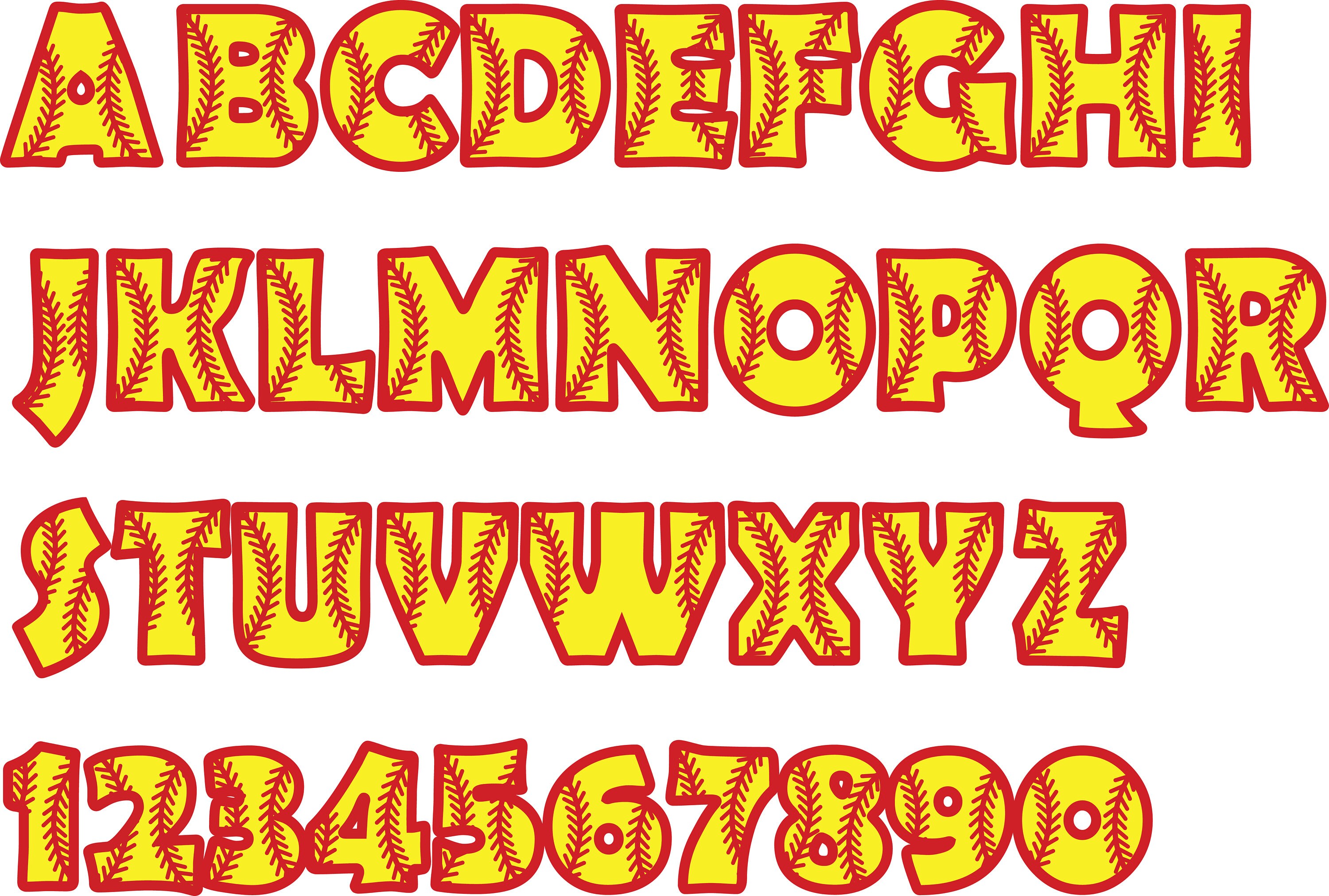 SOFTBALL ALPHABET SVG Files, Softball Alphabet Clipart, Softball ...