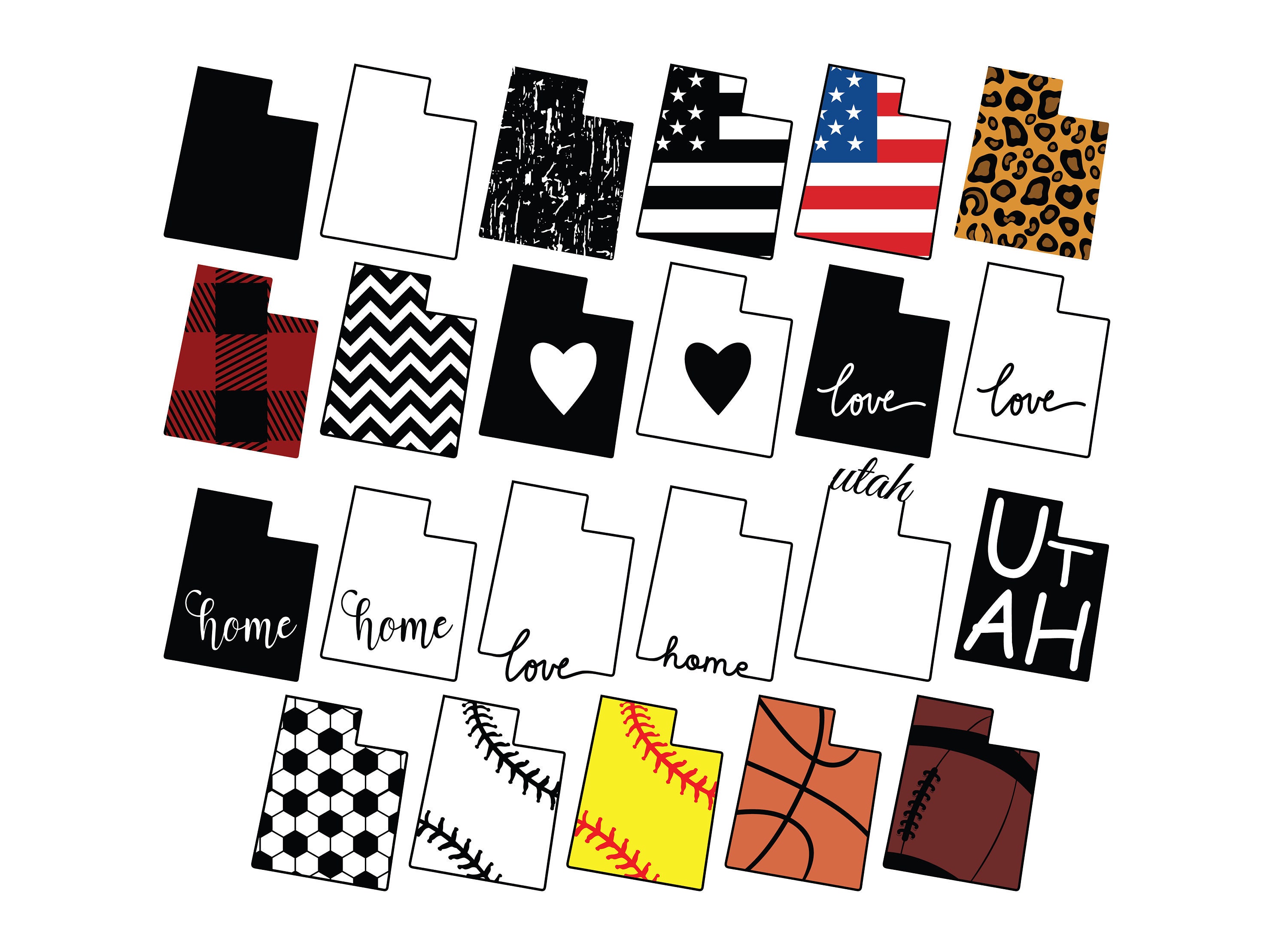 UTAH STATE SVG, Utah State Clipart, Utah State Silhouette Cut Files for ...