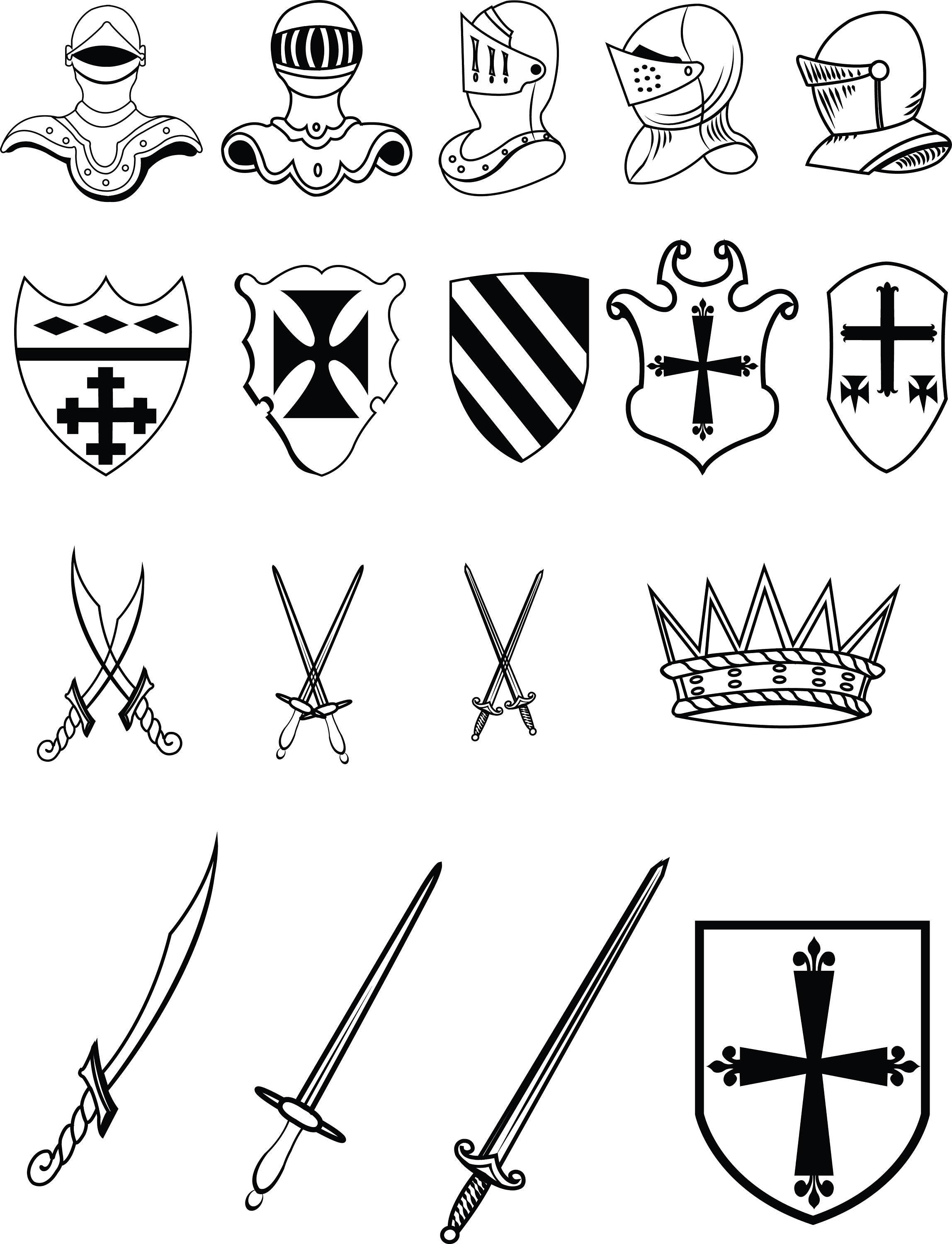 Medieval Svg SVG Knights Crosses Swords Helmets - Etsy