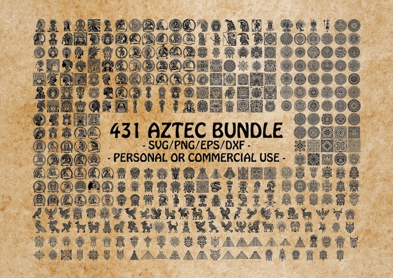 PAQUETE AZTECA SVG, archivos de corte SVG de jeroglíficos aztecas para ...