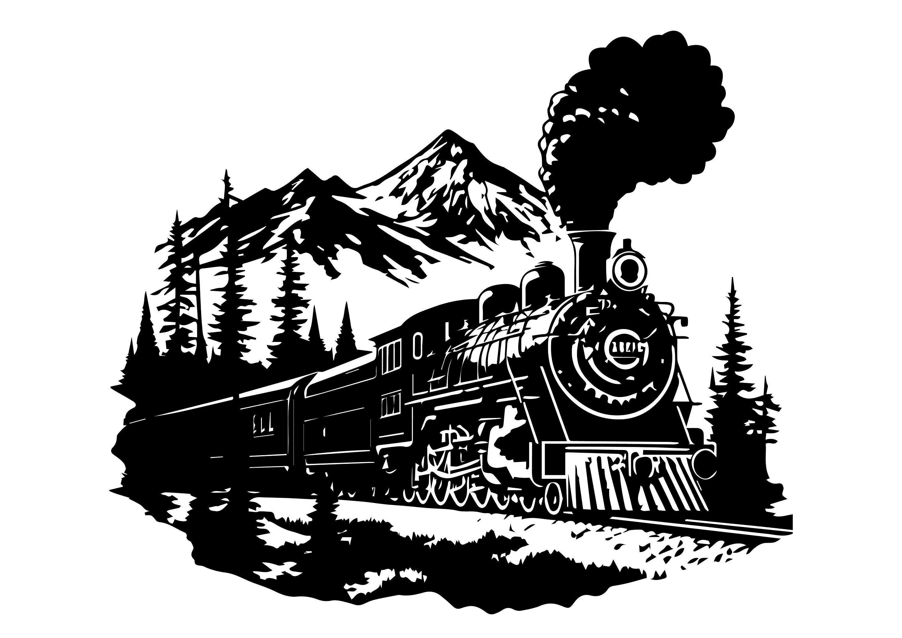TRAIN SVG, Train clipart, Train Svg Cut file for Cricut, Mountain Svg ...