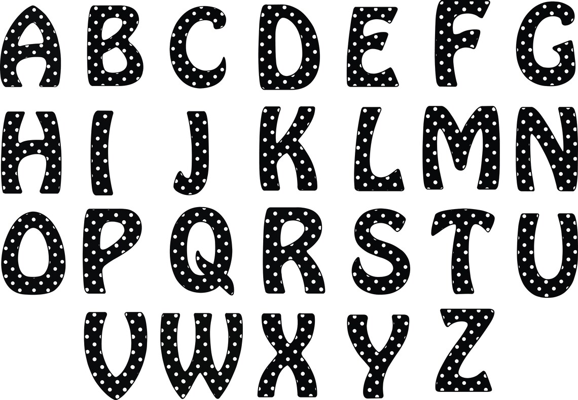 POLKA DOT ALPHABET Svg Files Polka Dot Alphabet Clipart 3 | Etsy