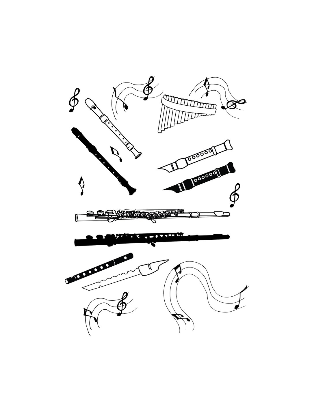 Flute SVG, Flute Clipart, SVG, Flute Clip Art, Cricut, Silhouette Cameo ...