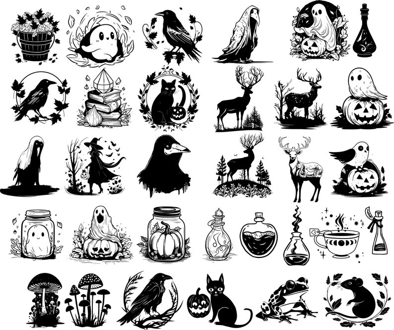 SPOOKY GOTHIC HALLOWEEN Svg, Witch Svg Cut Files for Cricut, Mystical ...