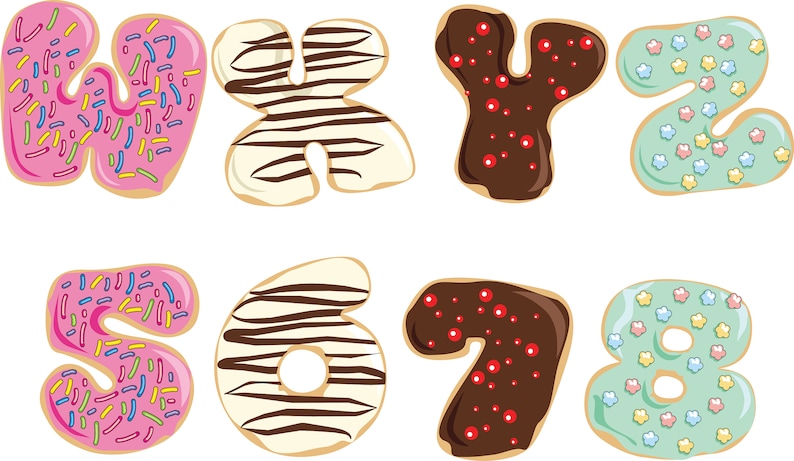 DONUT ALPHABET SVG Files Donut Alphabet Clipart Donut Font | Etsy