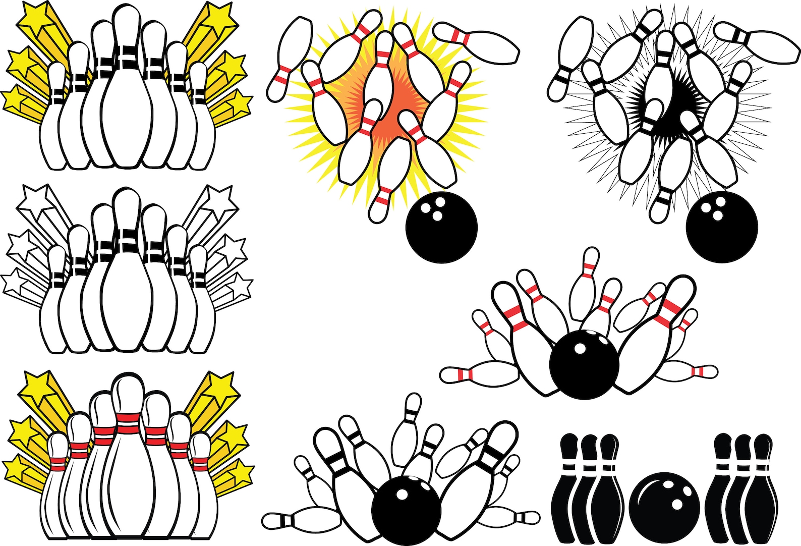 BOWLING BALL and PINS Svg Bundle Bowling Strike Svg Files - Etsy