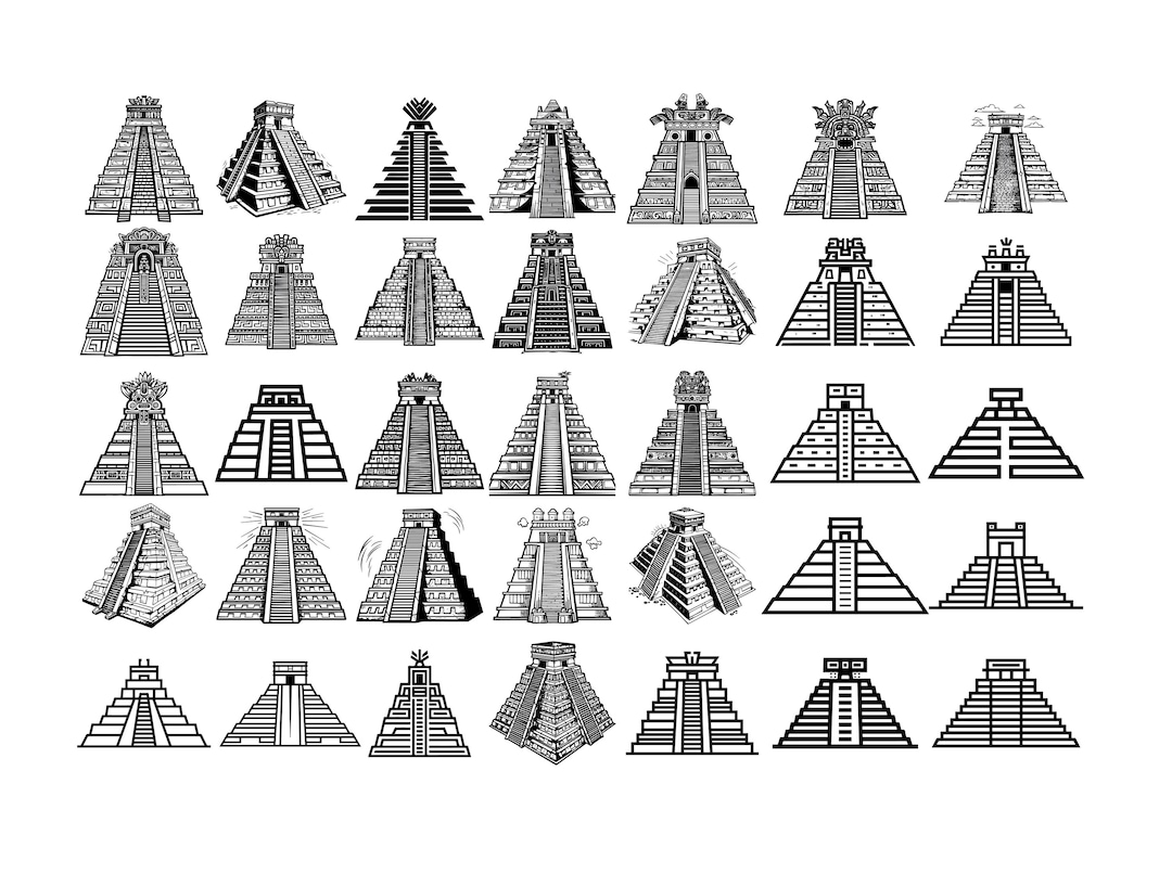 AZTEC TEMPLE SVG, Ceremonial Pyramid Clipart, Sacred Architecture ...