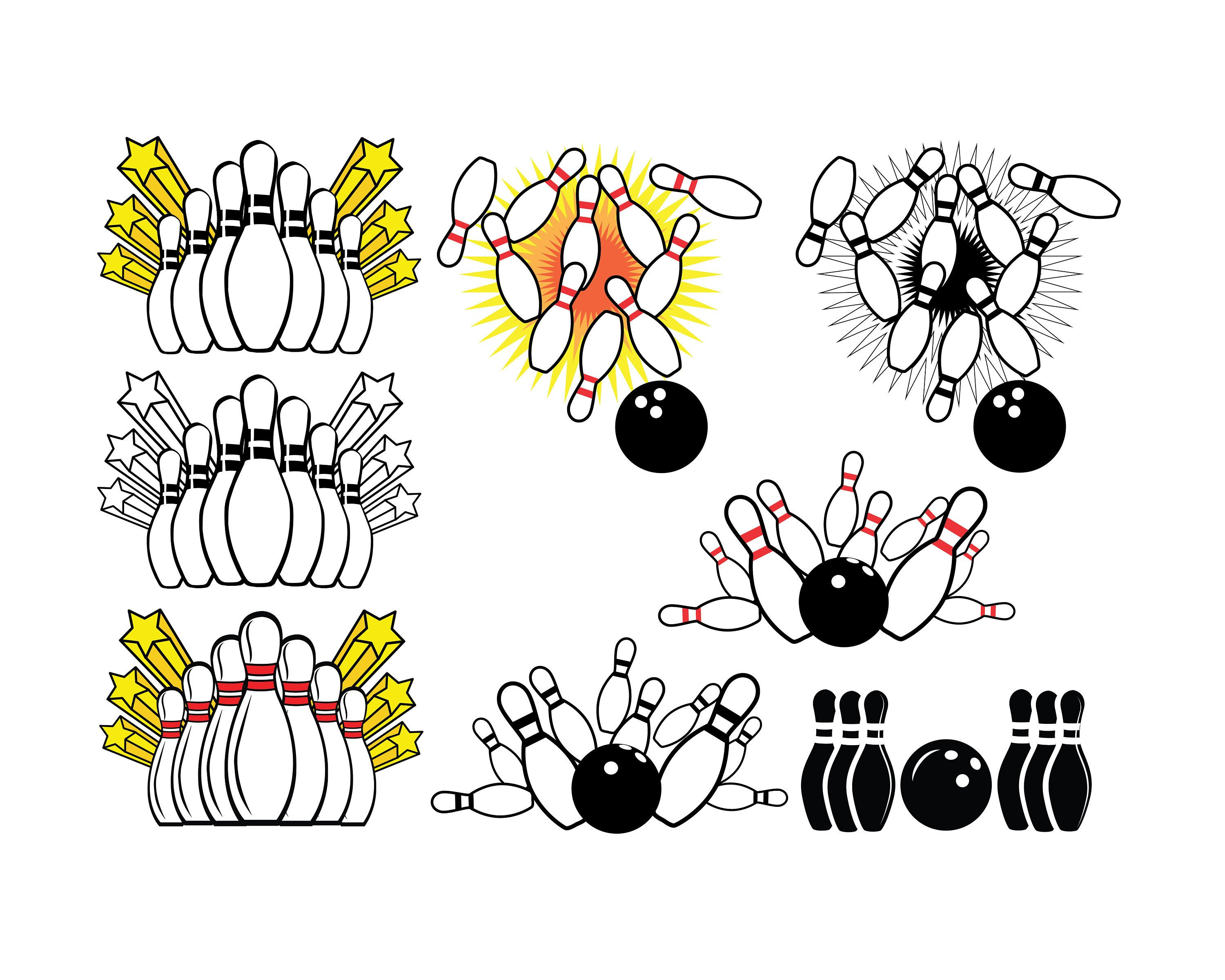 BOWLING BALL and PINS Svg Bundle Bowling Strike Svg Files - Etsy