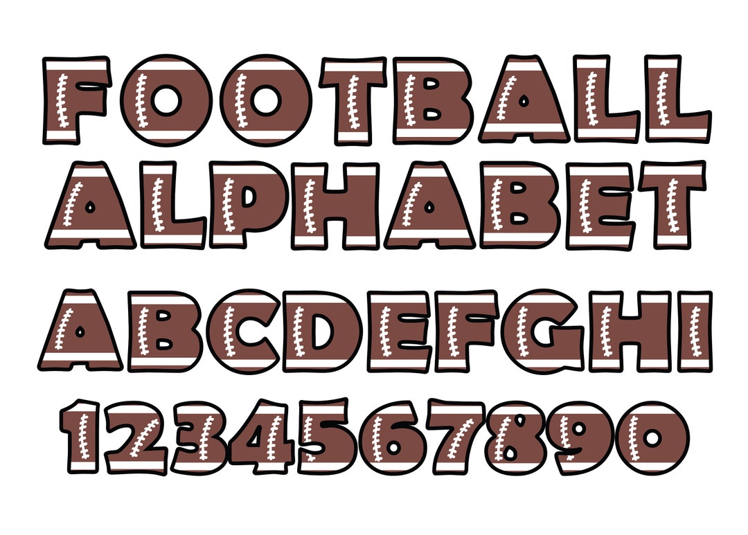FOOTBALL ALPHABET and Numbers SVG Files, Football Alphabet Clipart ...